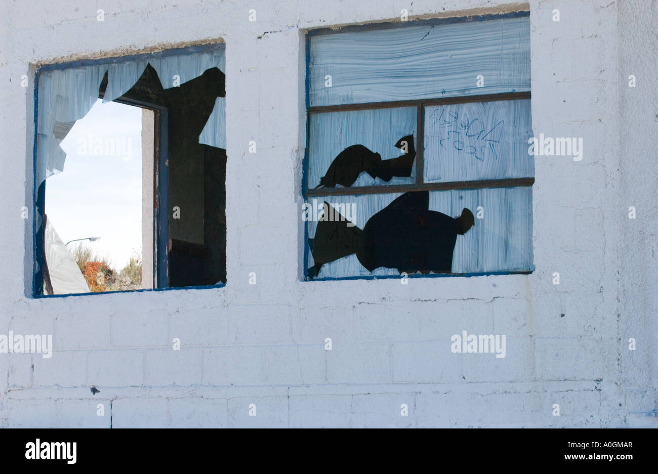 Broken windows, El Condor, Argentina Stock Photo - Alamy