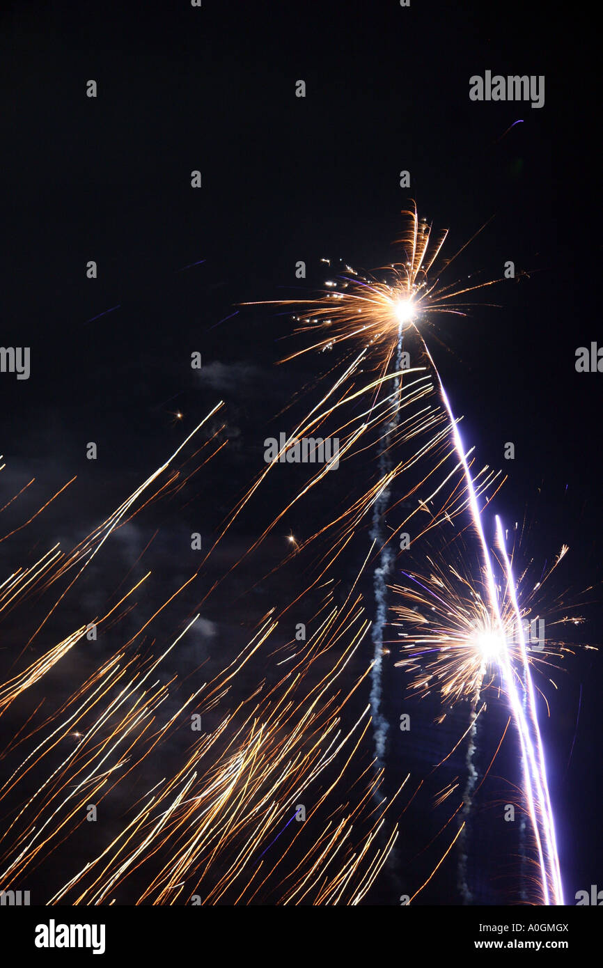 Explosion burst bursting night sky rocket rockets hi-res stock ...