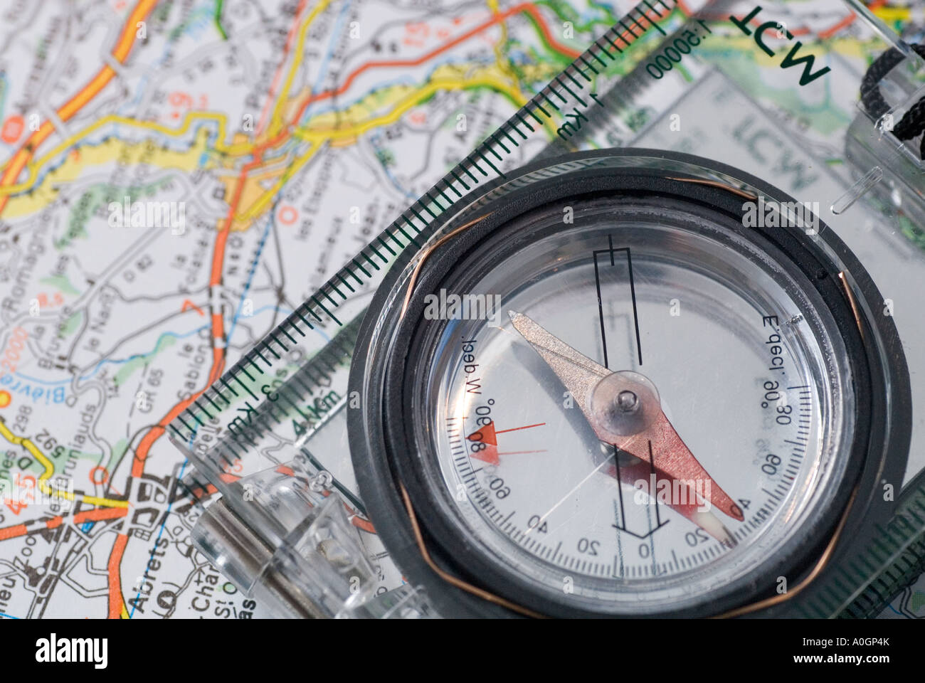 Compass and map Stock Photo - Alamy