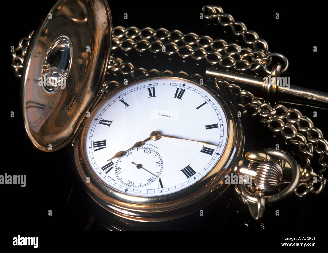 Gold Pocket Watch and chain fob Stock Photo - Alamy