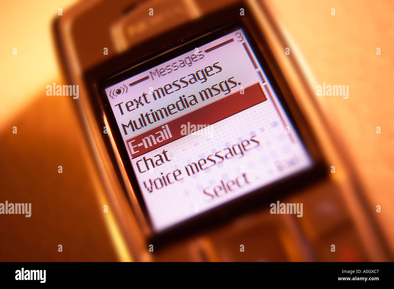 TEXT ON MOBILE PHONE SCREEN E MAIL MENU COMMUNICATE COMMUNICATION ...