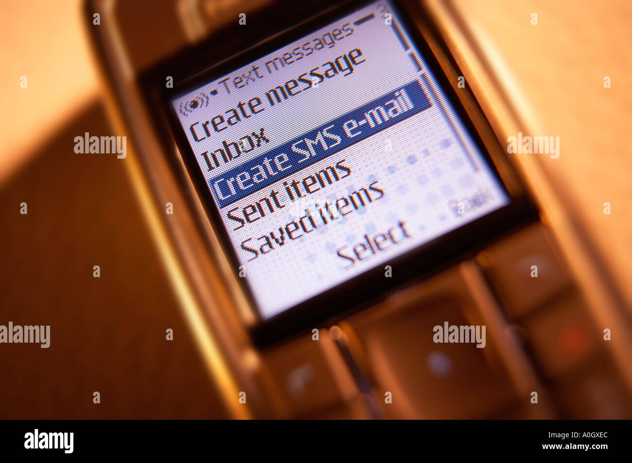 CREATE SMS E MAIL TEXT MESSAGE ON MOBILE PHONE SCREEN Stock Photo - Alamy