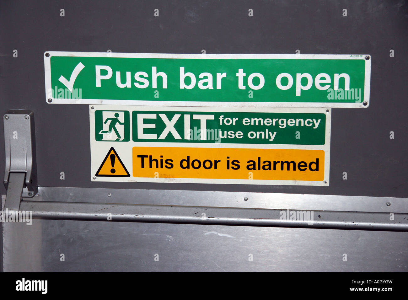 warning signs on a door Stock Photo - Alamy