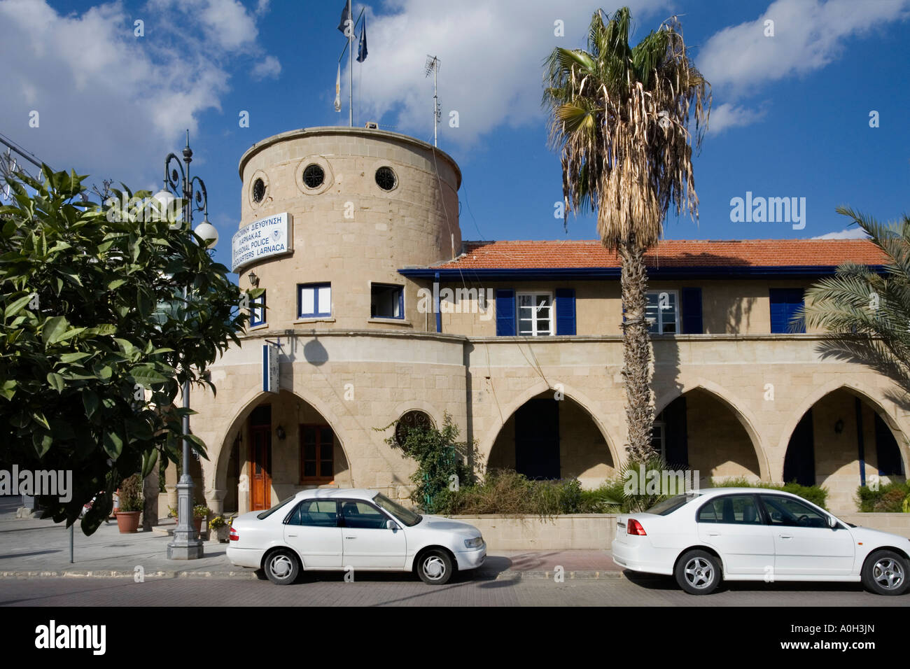 THE POLICE STATION BUILDING IN LARNAKA, CYPRUS NEAR THE SEAFRONT Stock ...