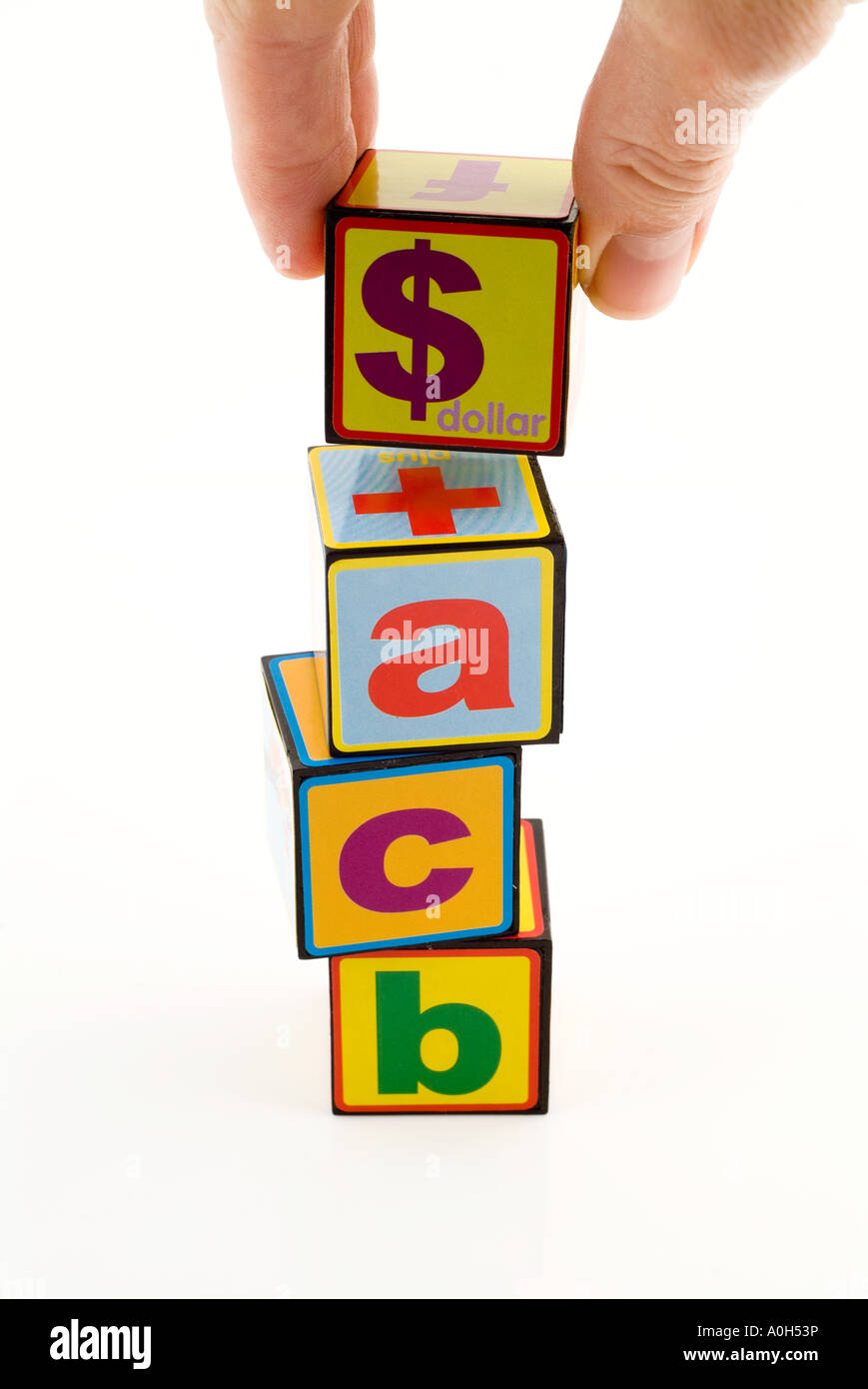 toy building blocks with A B C and the dollar symbol Stock Photo - Alamy