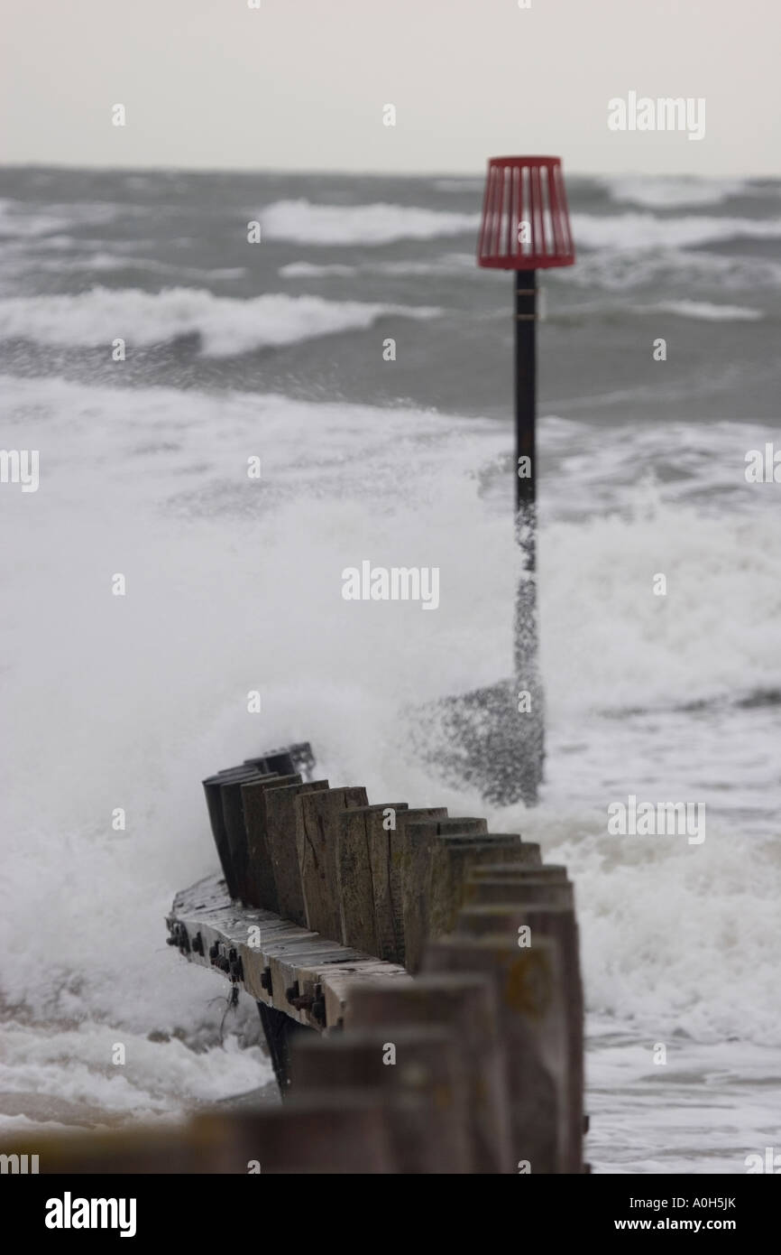 Timber groynes Dawlish Warren Devon UK Stock Photo - Alamy