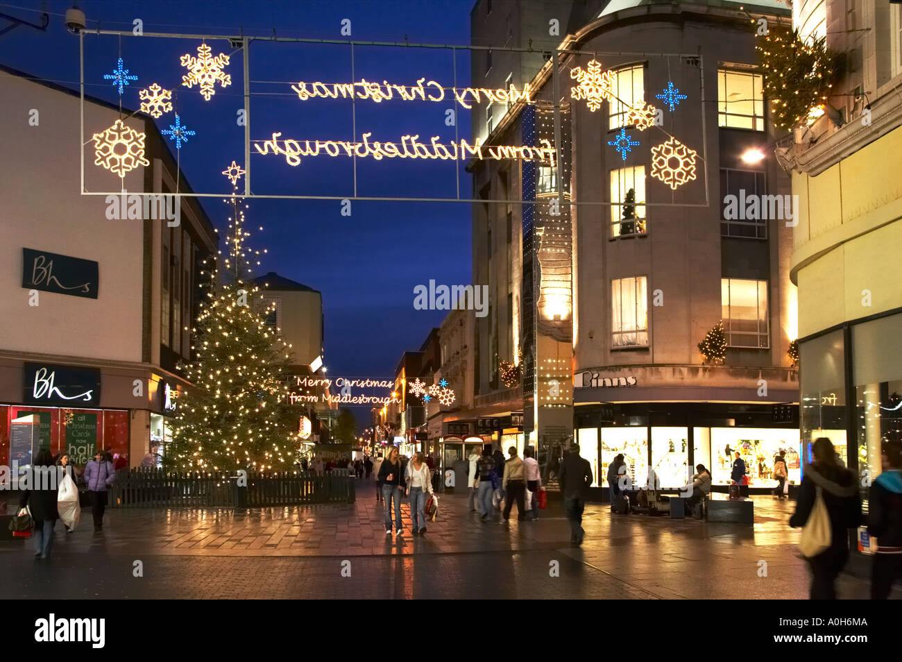 England Tees Valley Middlesbrough Binns Corner 2005 Christmas lights ...