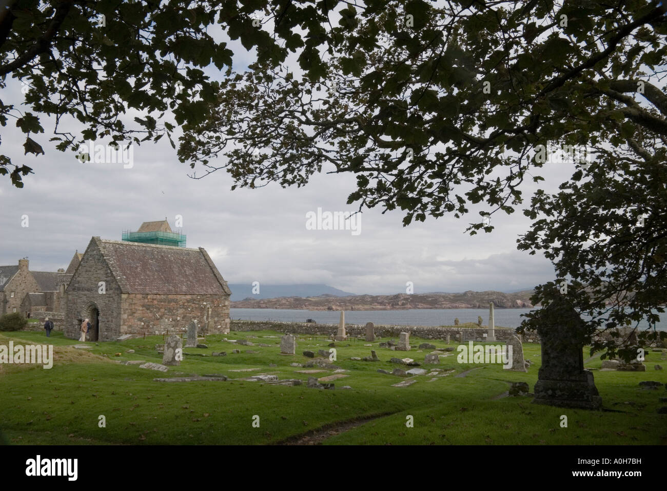 Restored medieval monastery, Isle of Iona, Western Scotland Stock Photo ...
