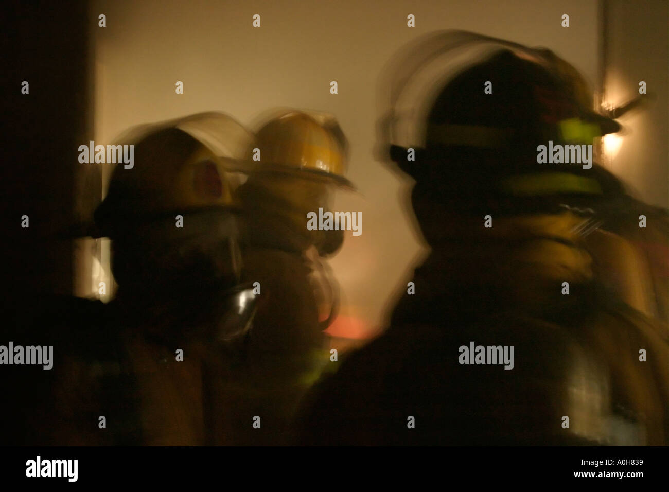 Firefighters inside Burning House Stock Photo - Alamy