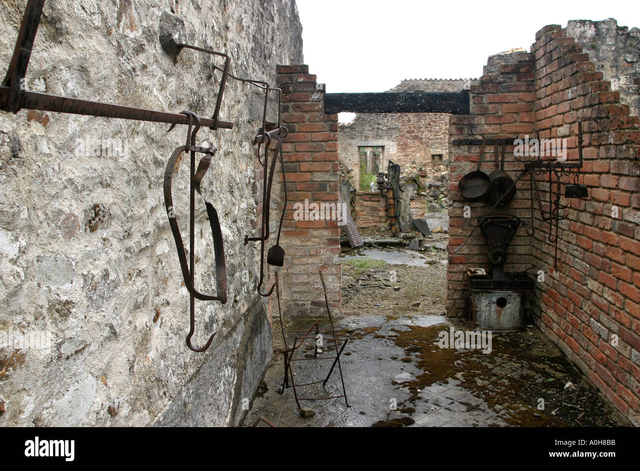 A butcher s shop at Oradour sur Glane preserved Limousin village scene ...