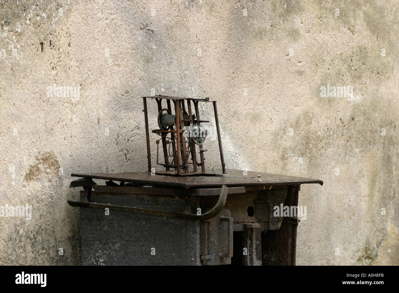 Remains of a clock at Oradour sur Glane preserved Limousin village ...