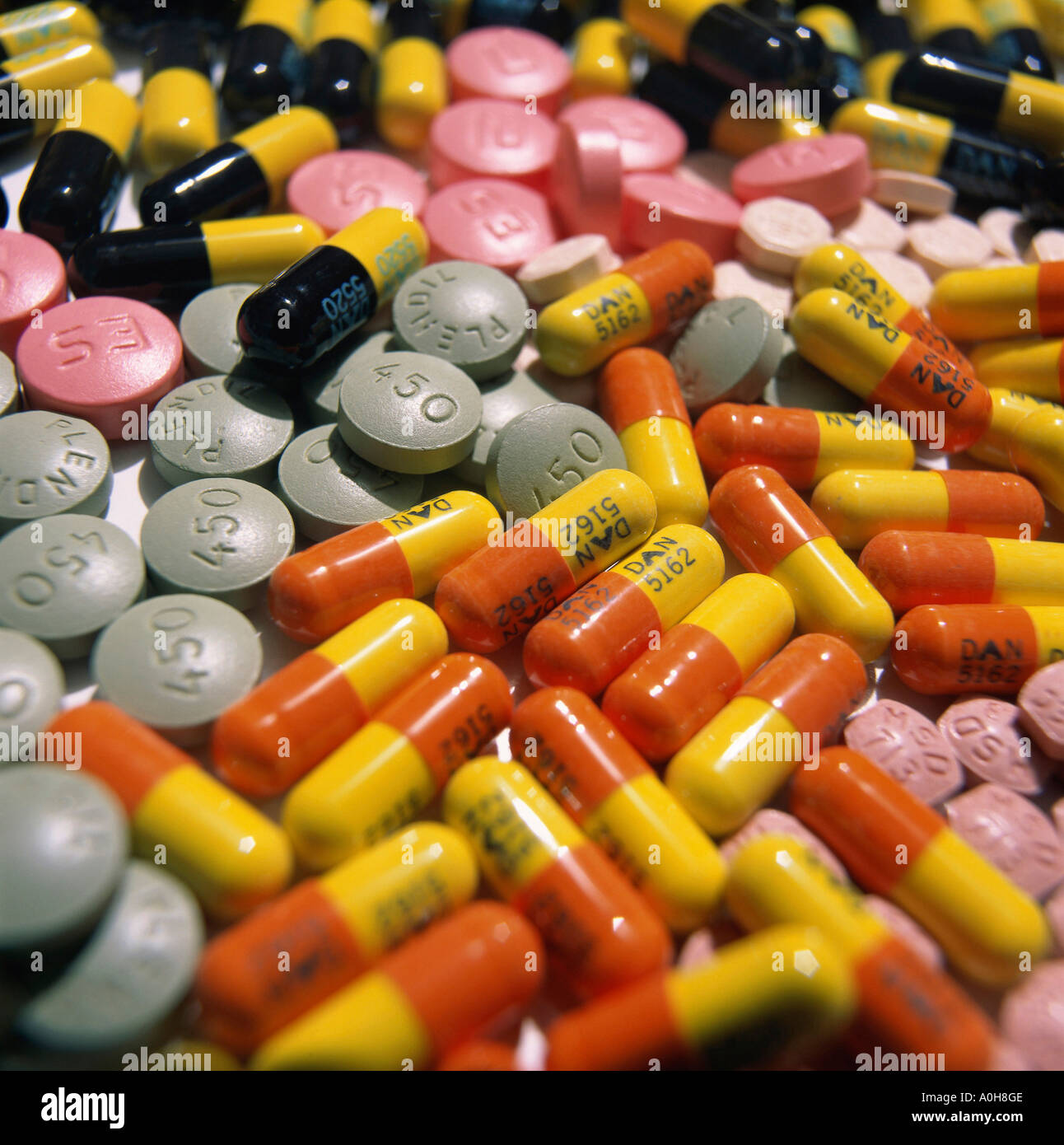 Close-up of an assortment of capsules and tablets Stock Photo - Alamy