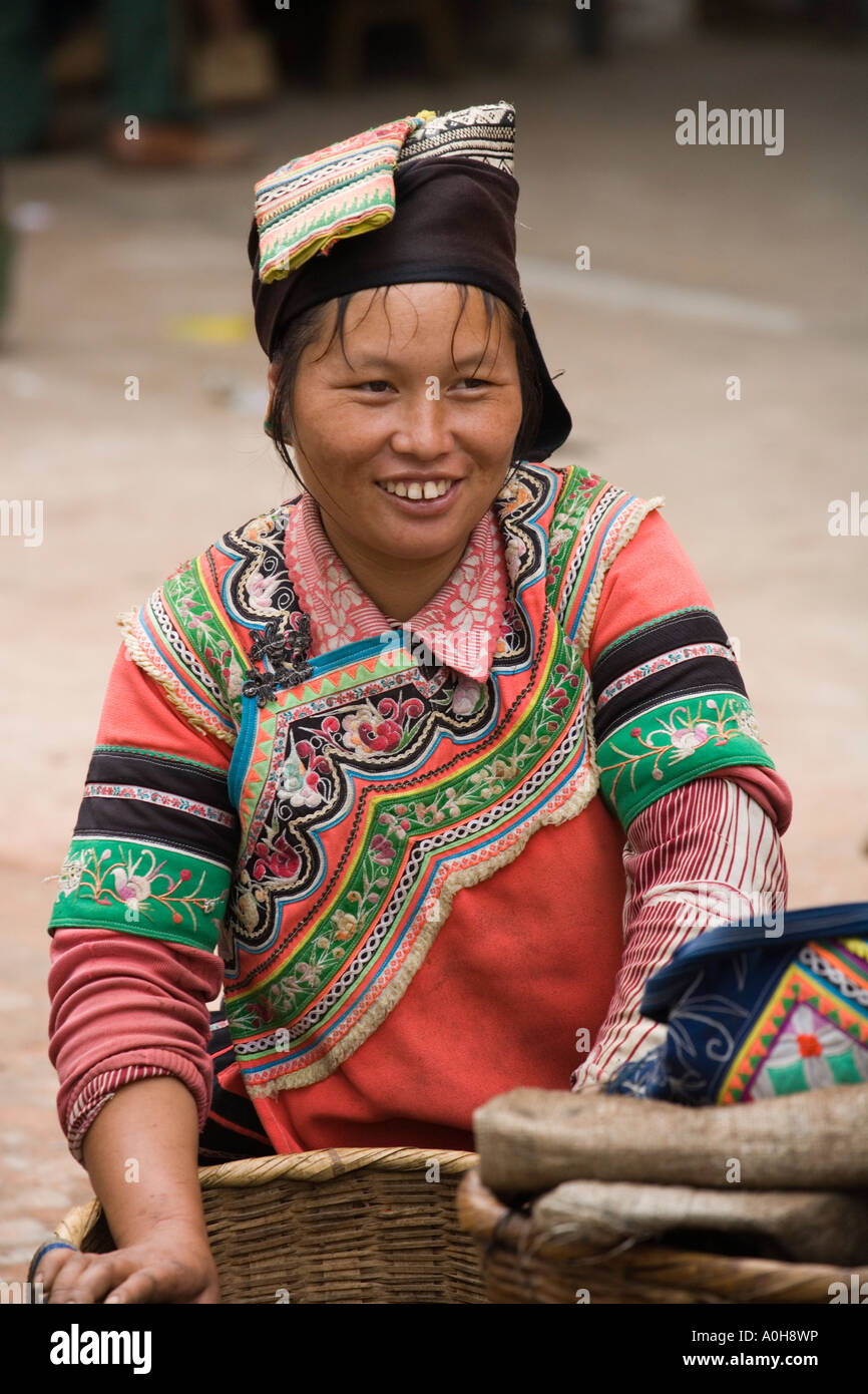 Chinese ethnic minority woman in traditional costume, Shengcun ...