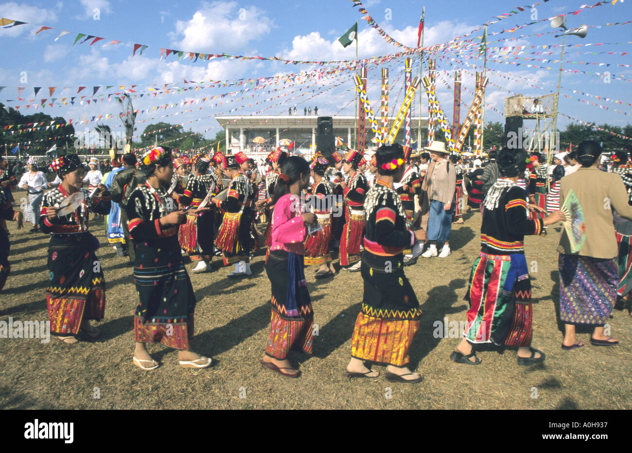 Traditional annual Kachin tribal "manau",festival which is held each ...