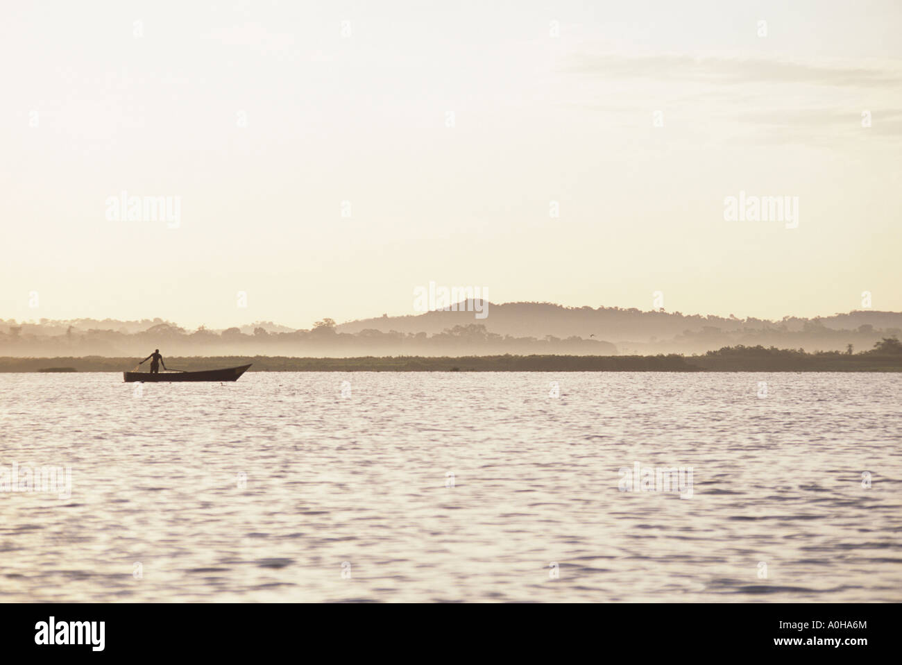 At sunrise the fishermen from Ggaba town, Kampala Uganda head out on to ...