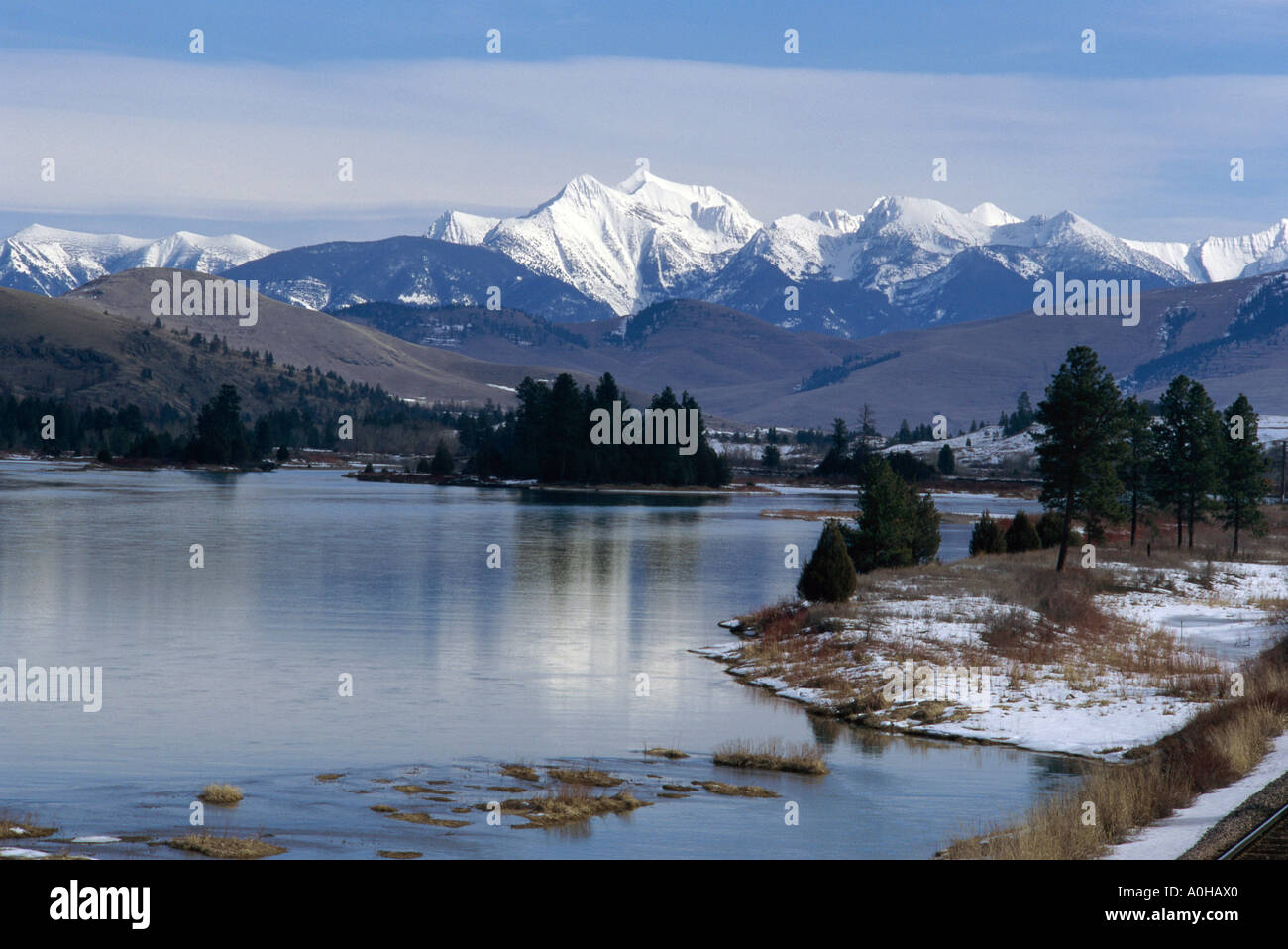 Flathead River Mission Mountains Montana USA Stock Photo - Alamy
