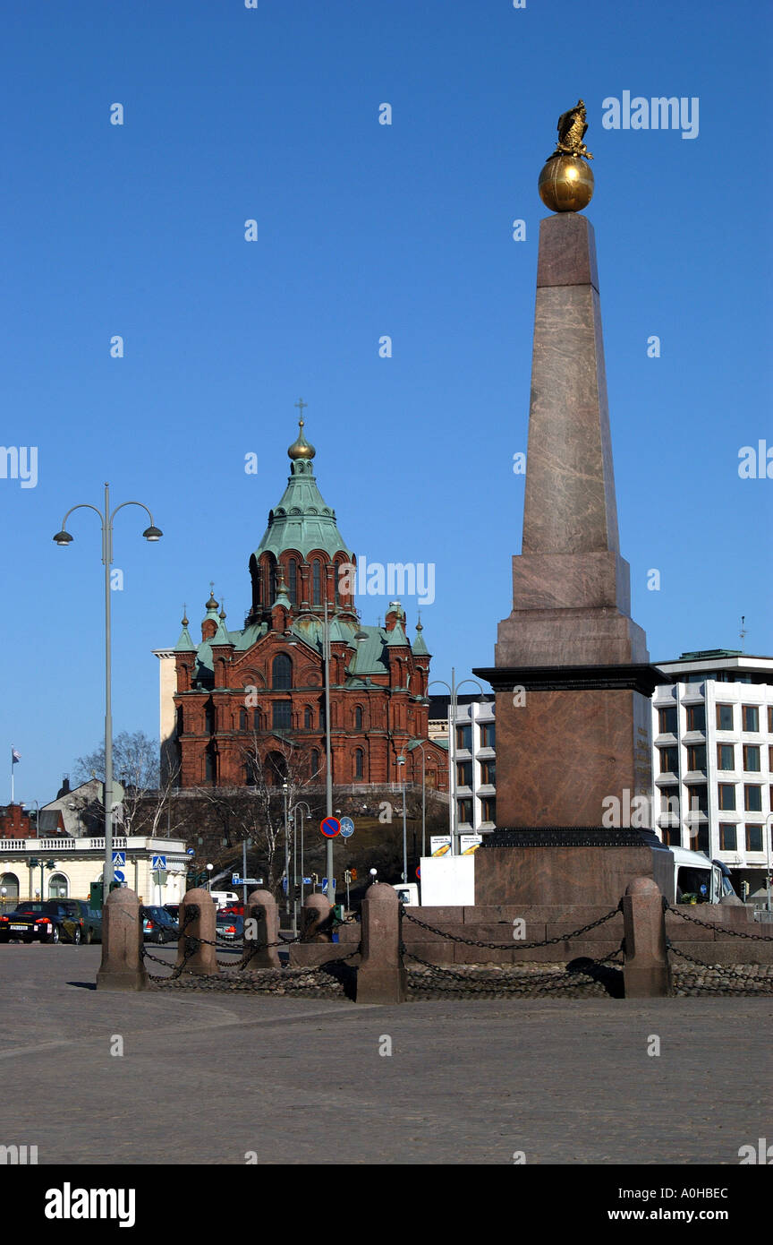 Monument and Cathedral Helsinki Finland Stock Photo - Alamy