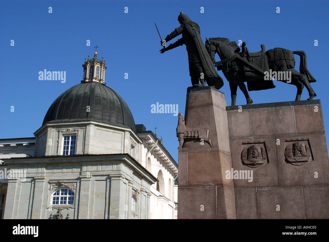 Cathedral and Statue of Grand Duke Gediminas Vilnius Lithuania Stock ...