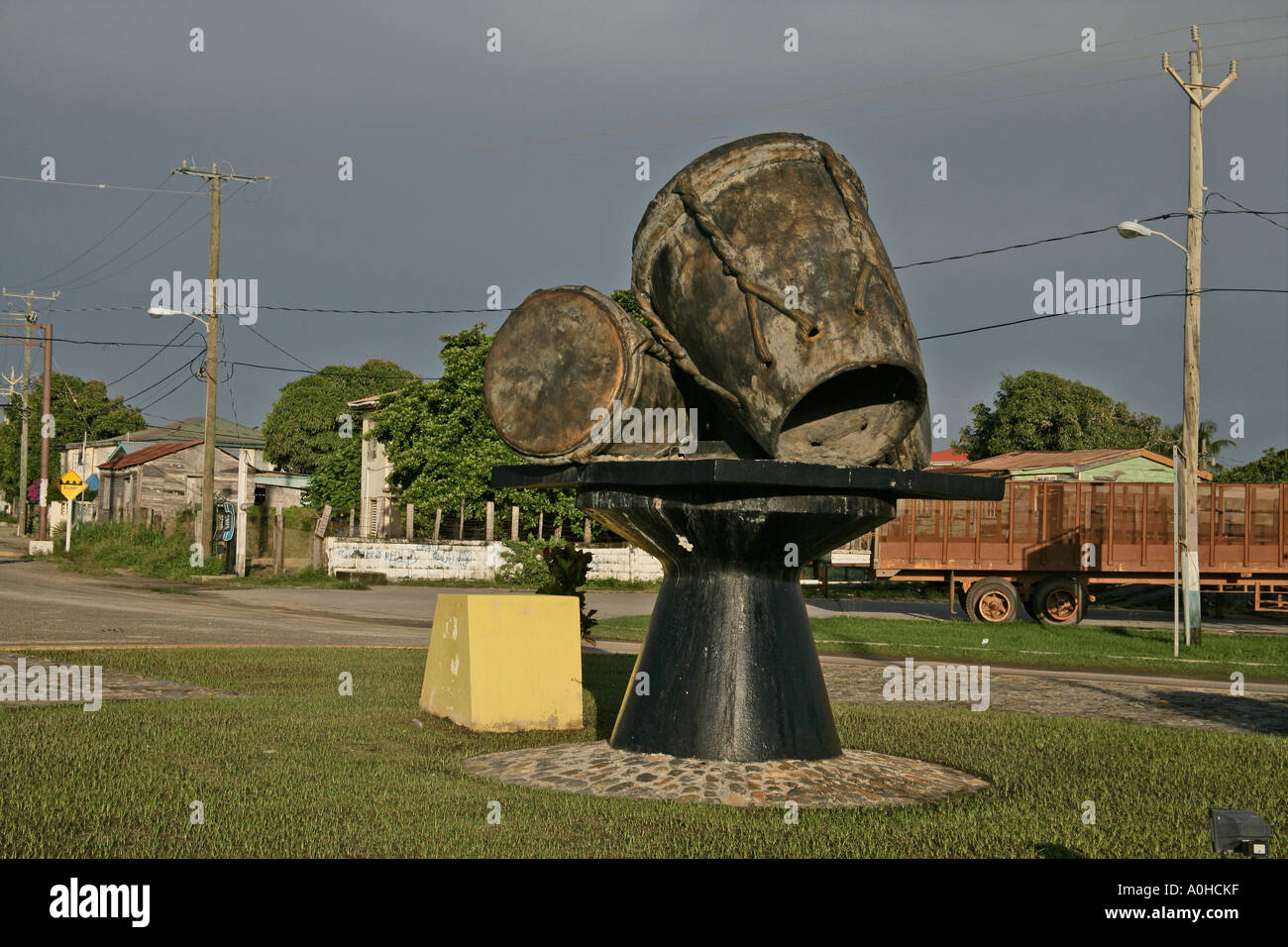 DRUMS OF OUR FATHERS MONUMENT IN DANGRIGA SOUTH BELIZE Stock Photo - Alamy