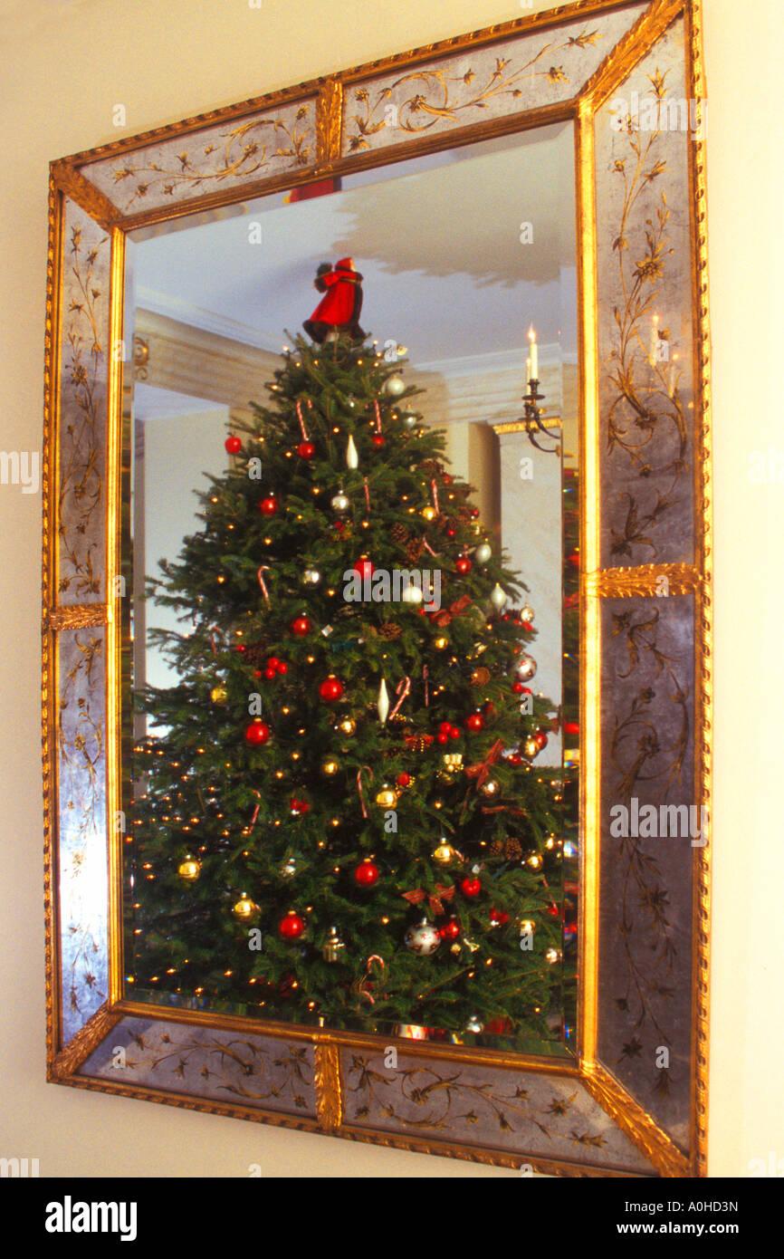 New York City Christmas Tree Reflected in a Mirror Stock Photo - Alamy