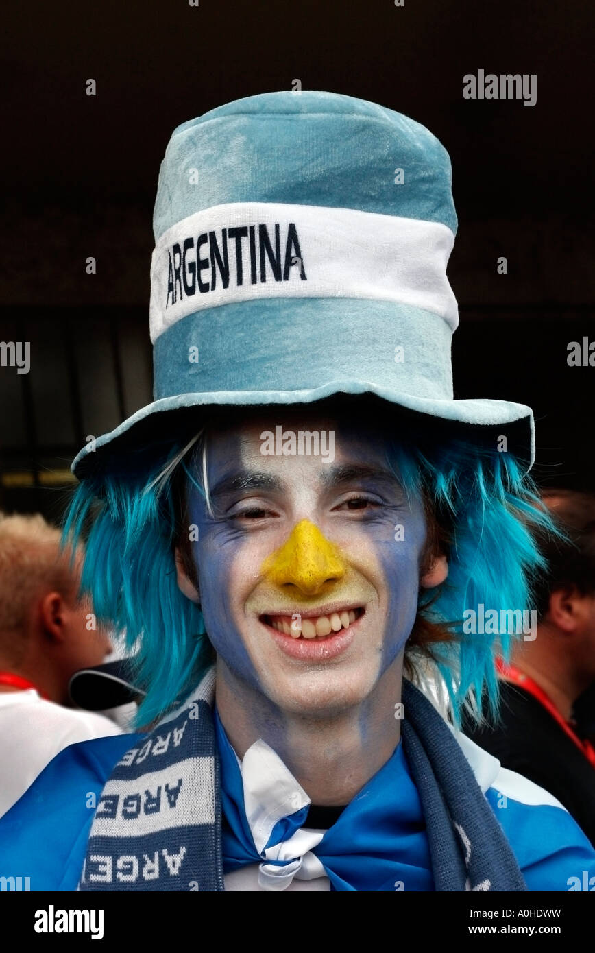 Argentine fan in costume at the world cup stadium in Berlin. Germany ...