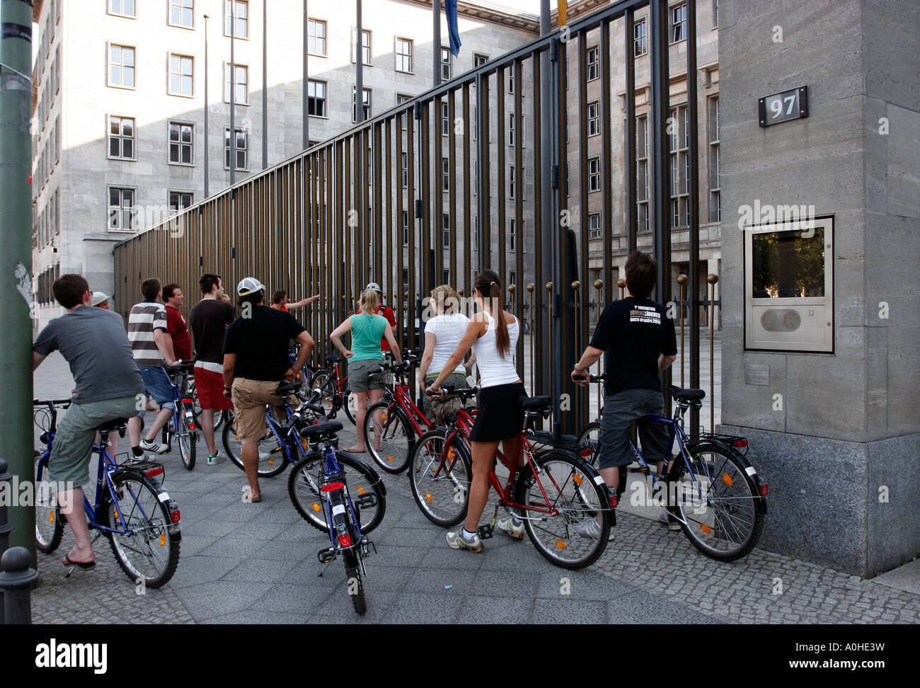 Germany East Berlin Bicycle tour of the city visting old Nazi buildings ...