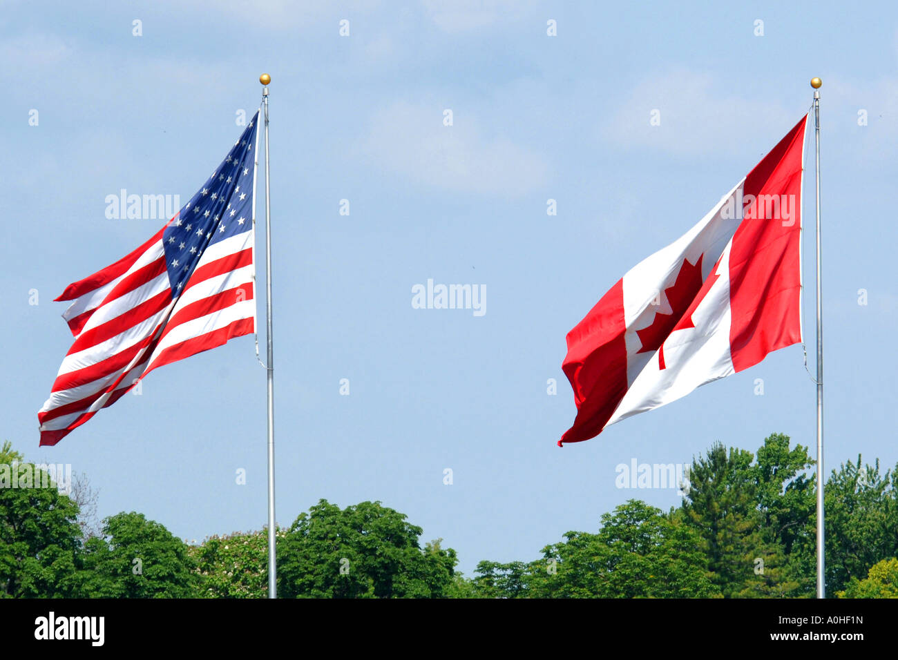 American and Canadian Flags Stock Photo - Alamy