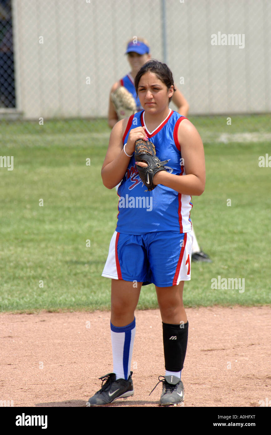 Blue softball glove hi-res stock photography and images - Alamy