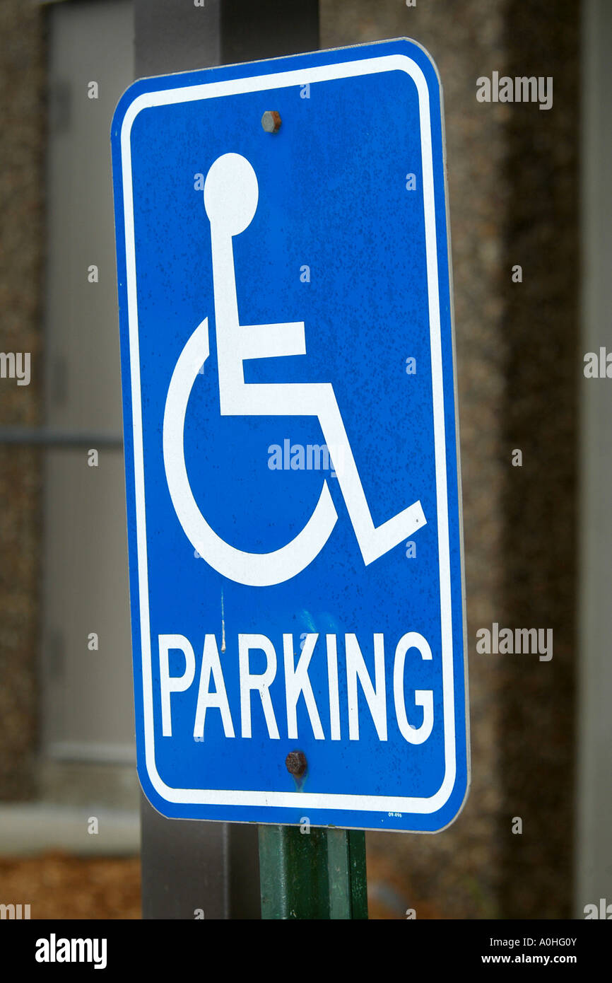 A blue and white Handicapped Parking sign Stock Photo - Alamy