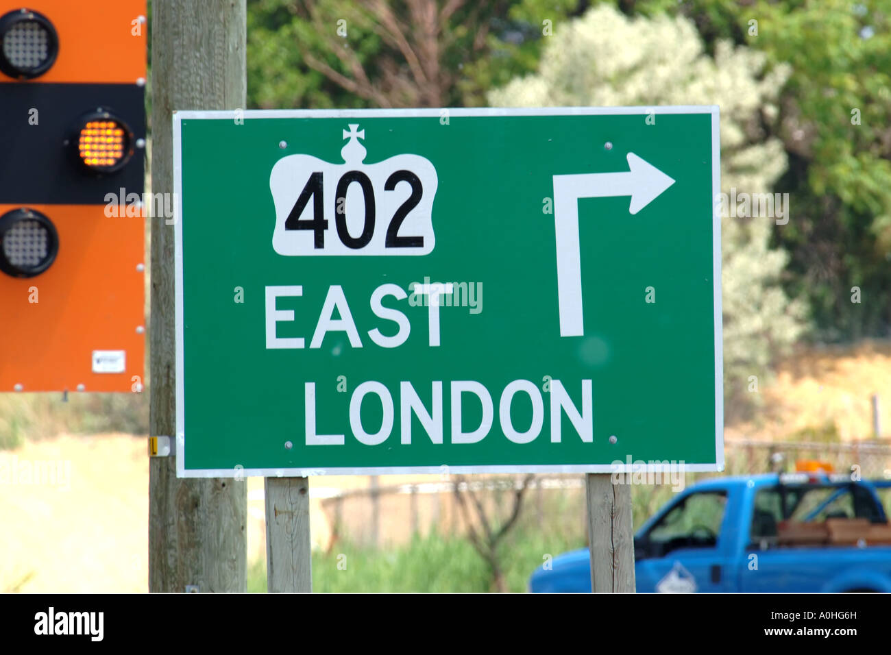 Highway sign canada distance hi-res stock photography and images - Alamy