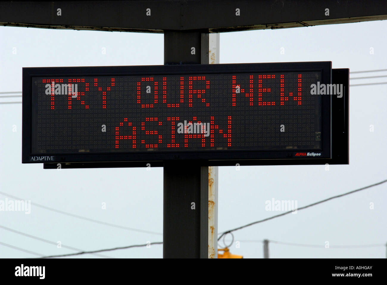LED Information computer sign showing a message in red lettering Stock ...