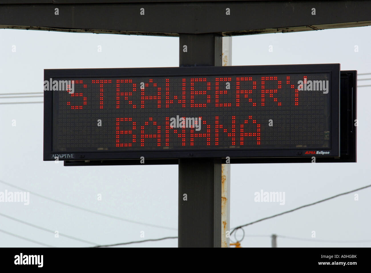 LED Information computer sign showing a message in red lettering Stock ...