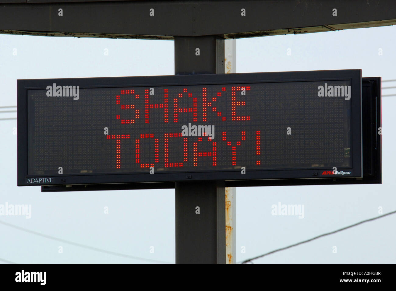 LED Information computer sign showing a message in red lettering Stock ...