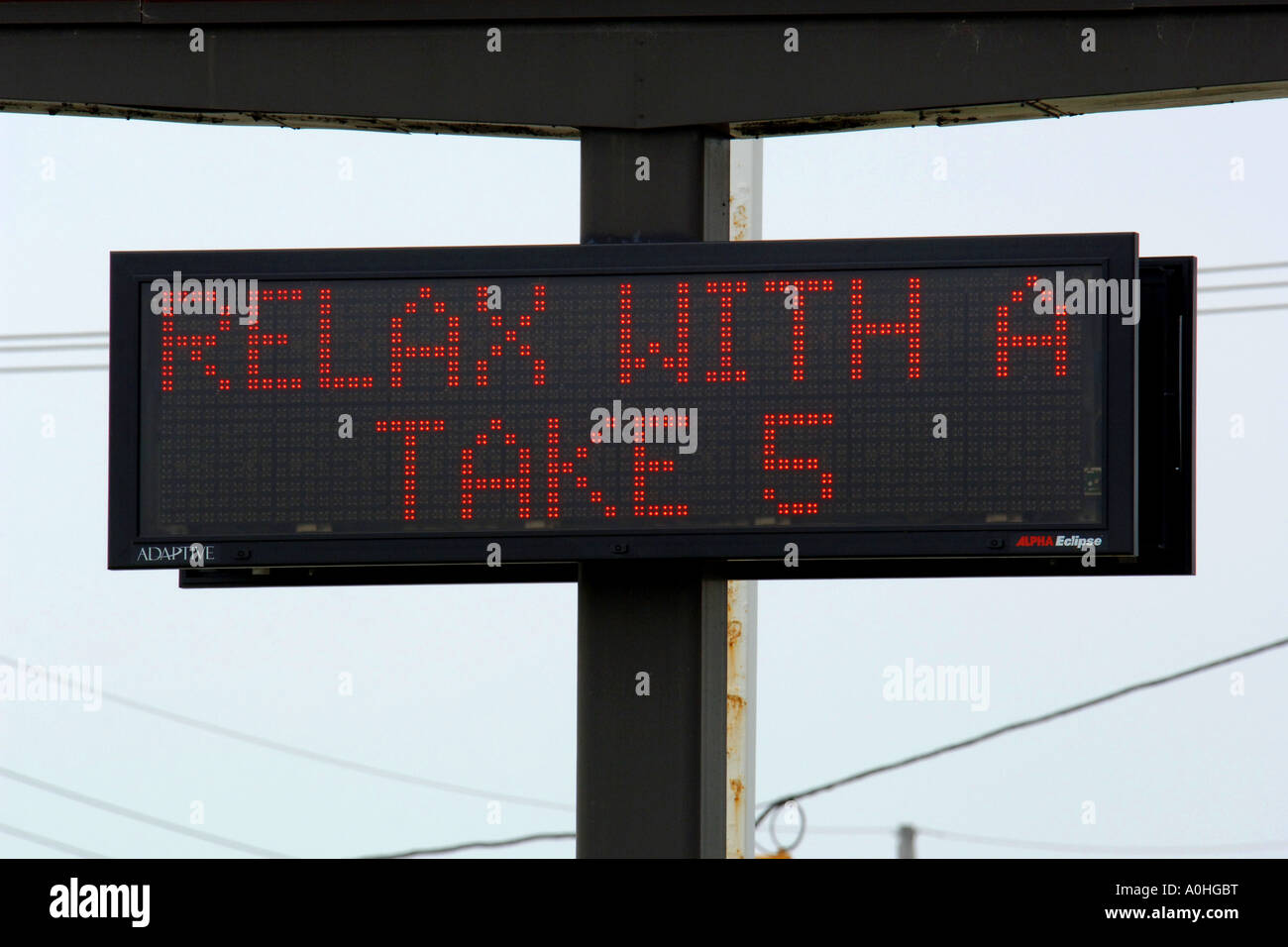 LED Information computer sign showing a message in red lettering Stock ...