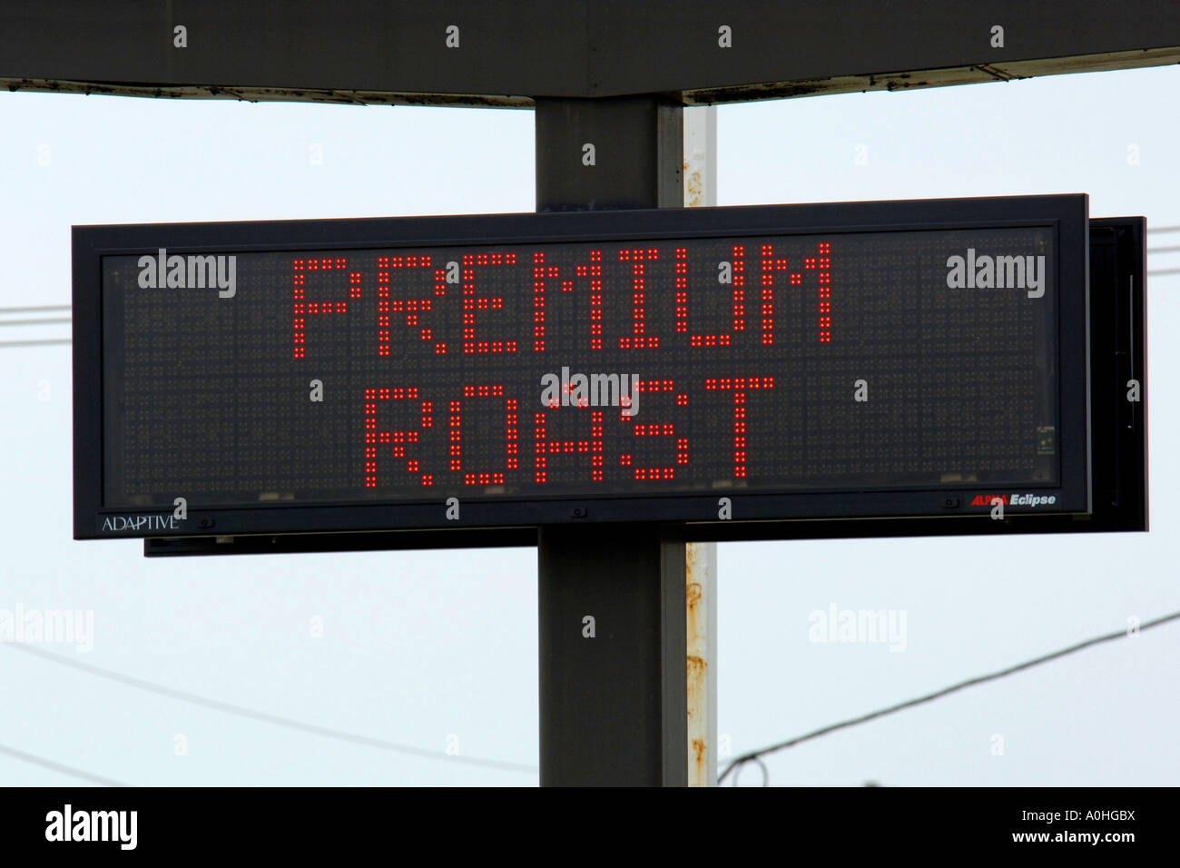 LED Information computer sign showing a message in red lettering Stock ...