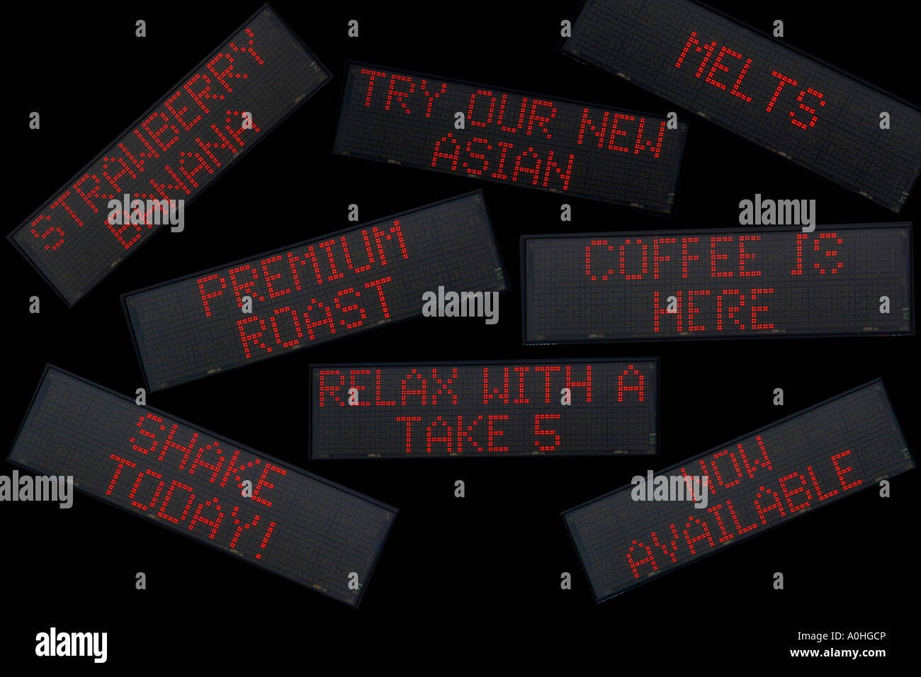 LED Information computer sign showing a message in red lettering Stock ...