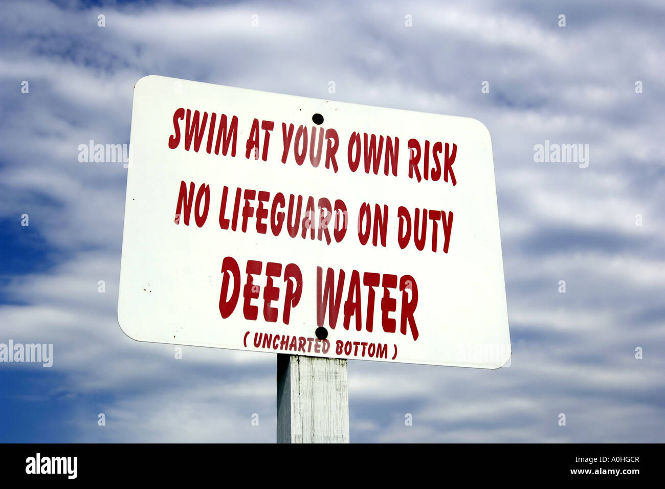 Warning Deep water Sign Stock Photo - Alamy