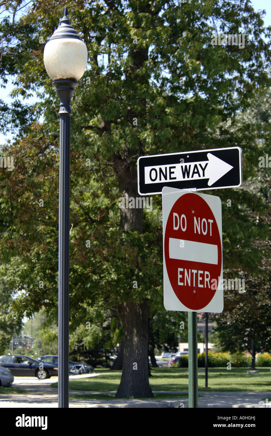 One Way and "No Entry" Signs Stock Photo - Alamy