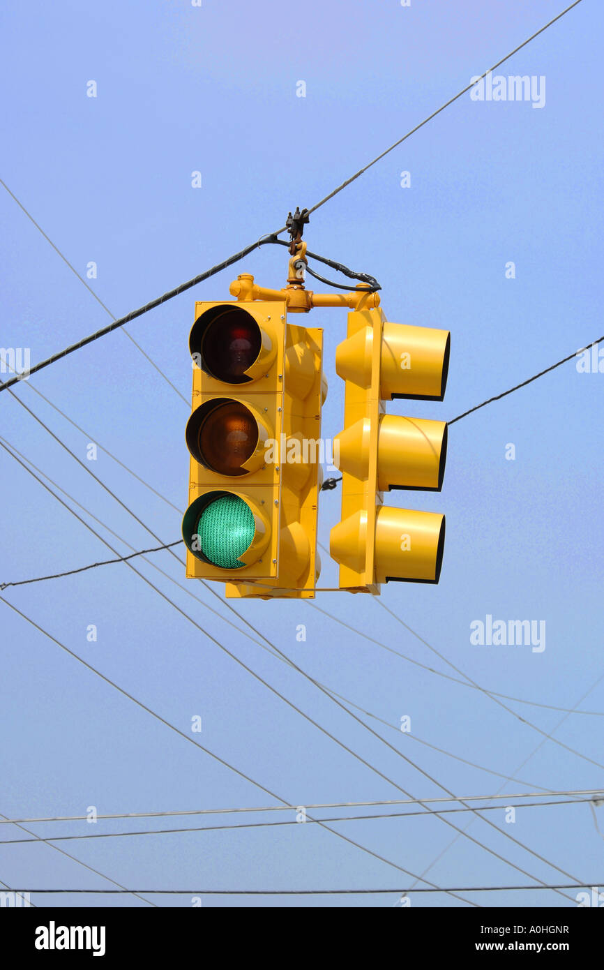 American traffic lights road junction intersection cross roads hi-res ...