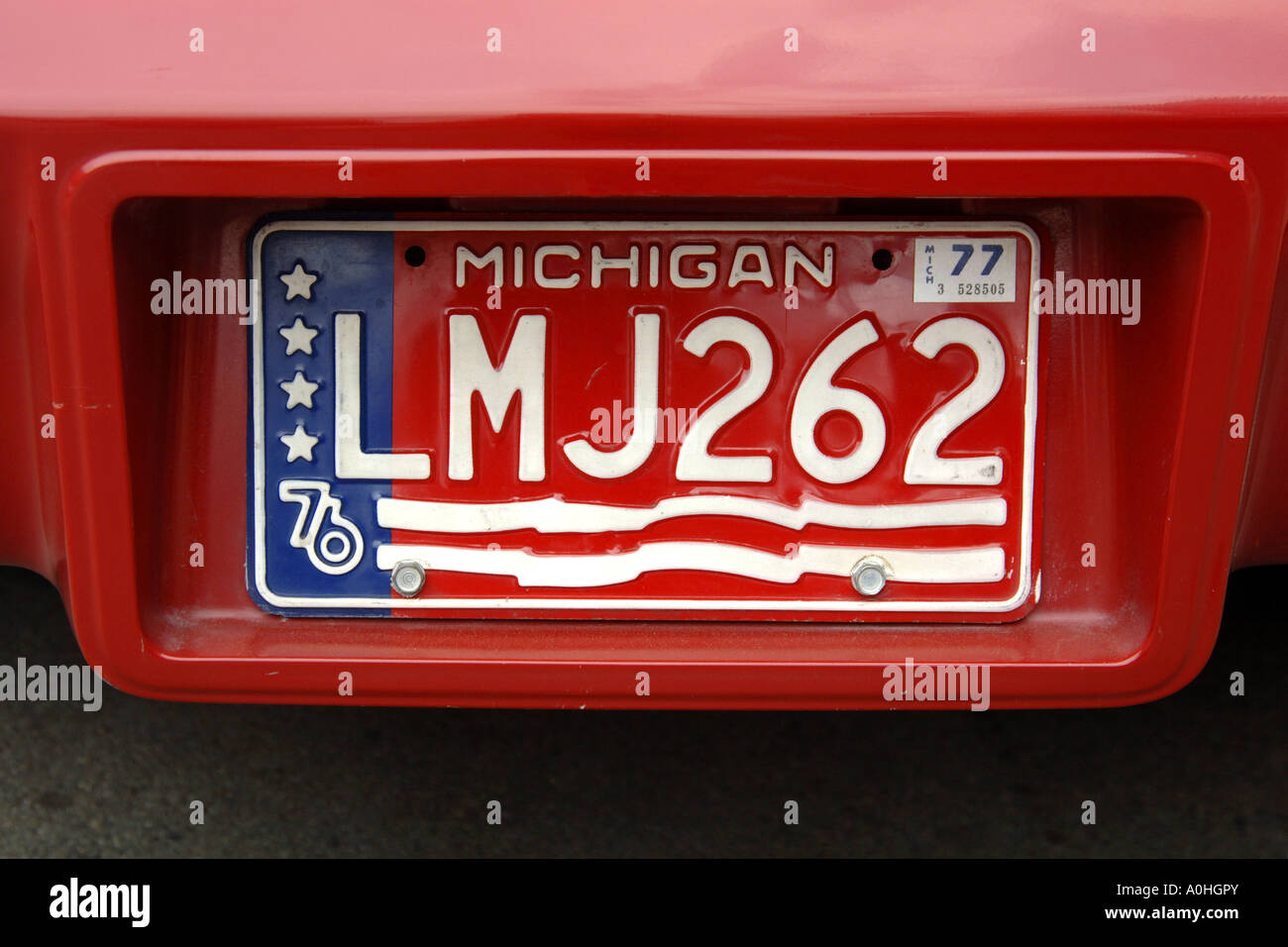 Michigan Bi Centenial Vehicle Reg Plate Stock Photo - Alamy