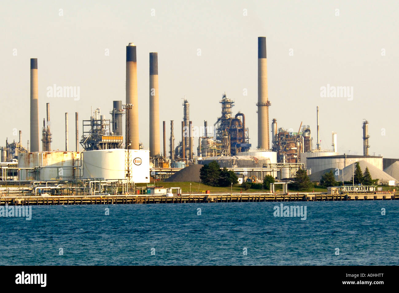 Natural gas and oil refineries along the St Clair River on the Canada ...