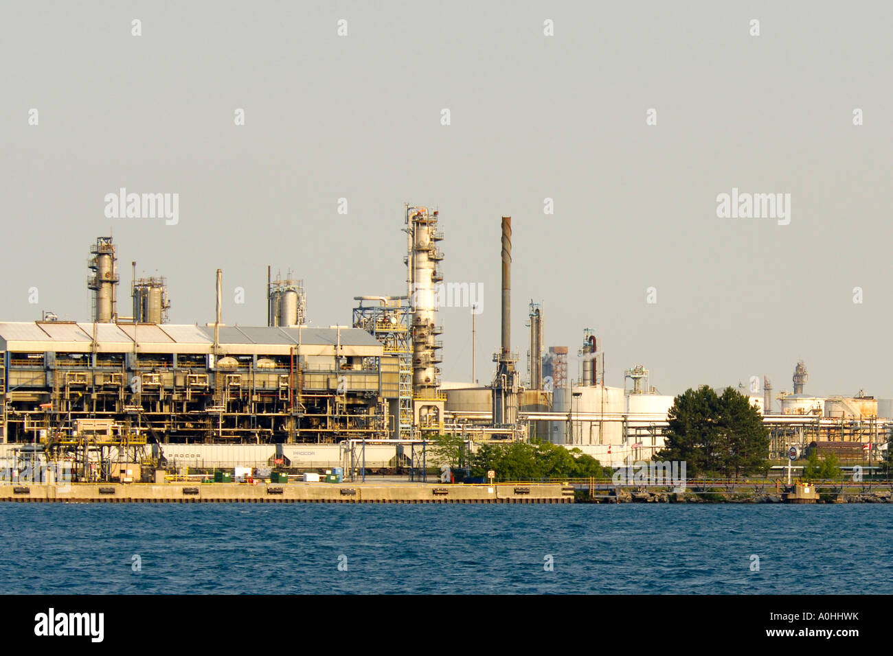 Natural gas and oil refineries along the St Clair River on the Canada ...