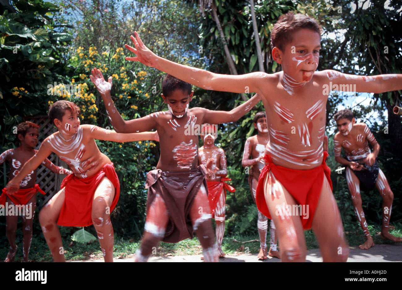 Aborigine children dance and sing for tourists Kuranda Tropical Rain ...