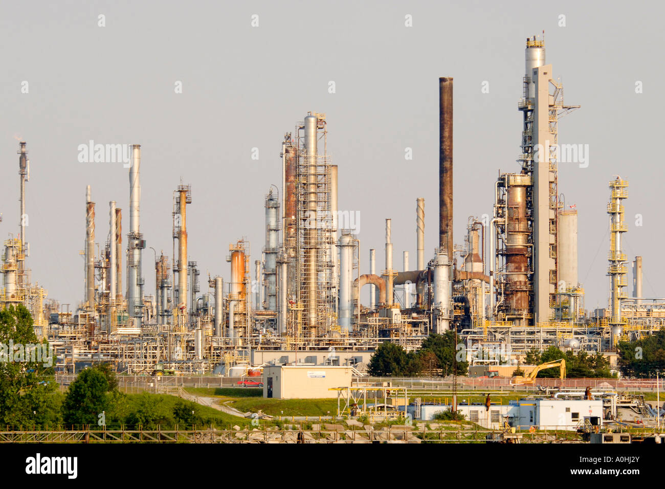 Natural gas and oil refinery along the St Clair River on the Canada USA ...