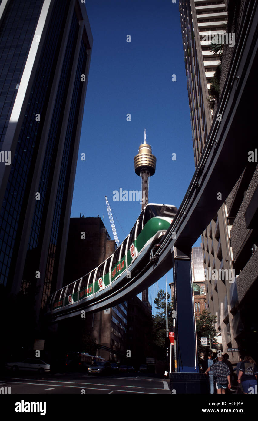 Monorail and Sky Tower from Darling Harbour Sydney Australia Stock ...
