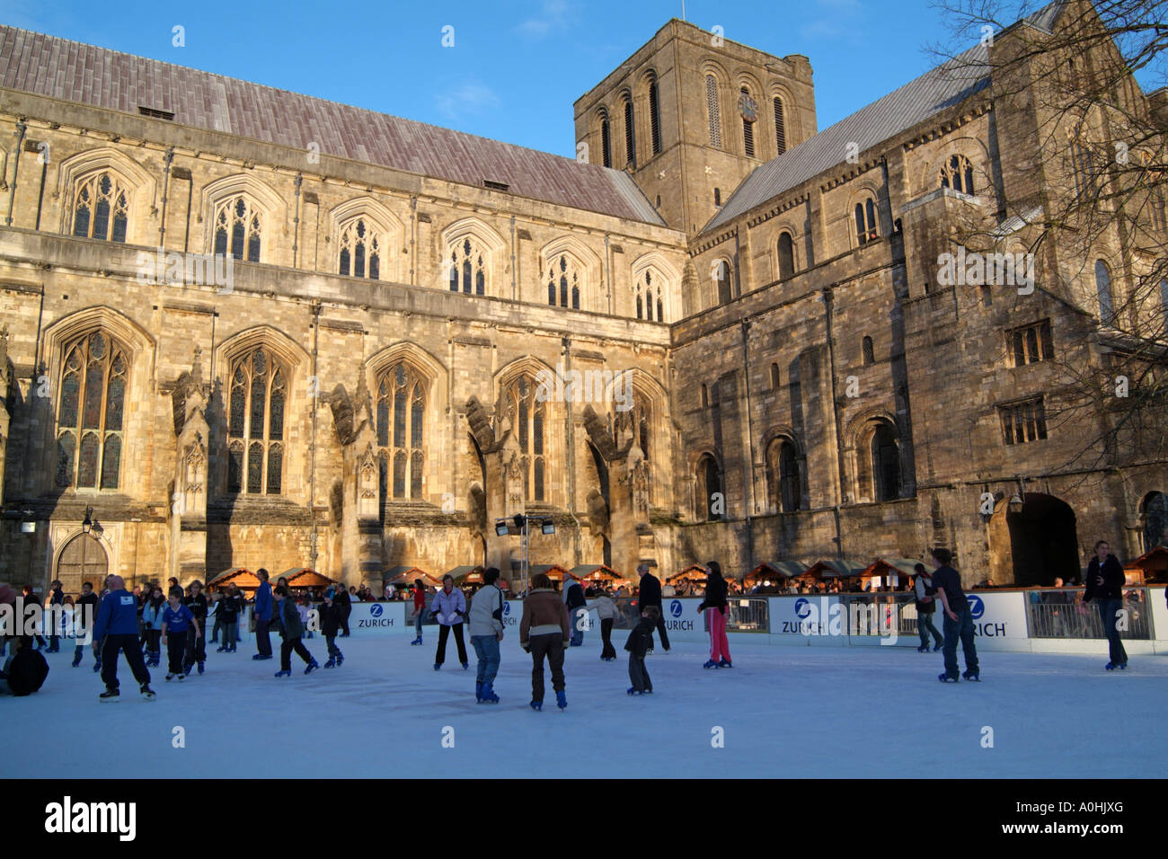 Winchester Cathedral Christmas ice skating Hampshire England UK ...