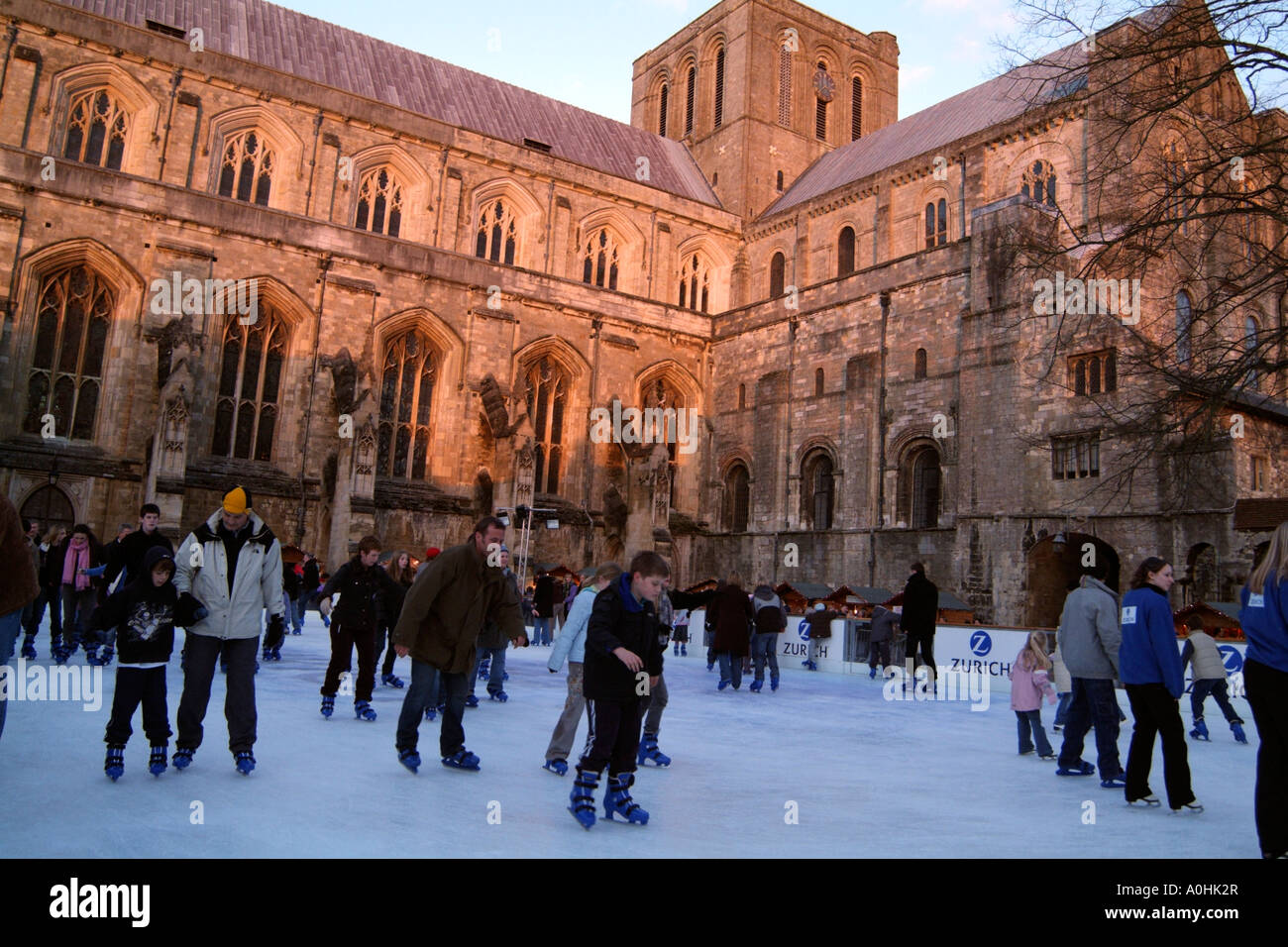 Winchester Cathedral ice rink a fund raising venture in the grounds of ...