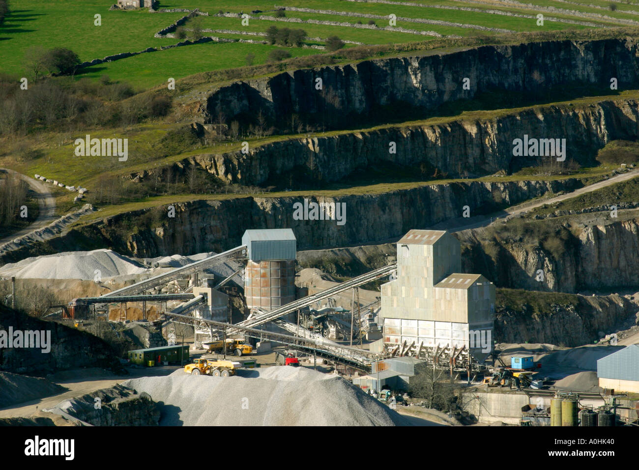 View of quarry used for extracting road stone in Cromford Derbyshire ...