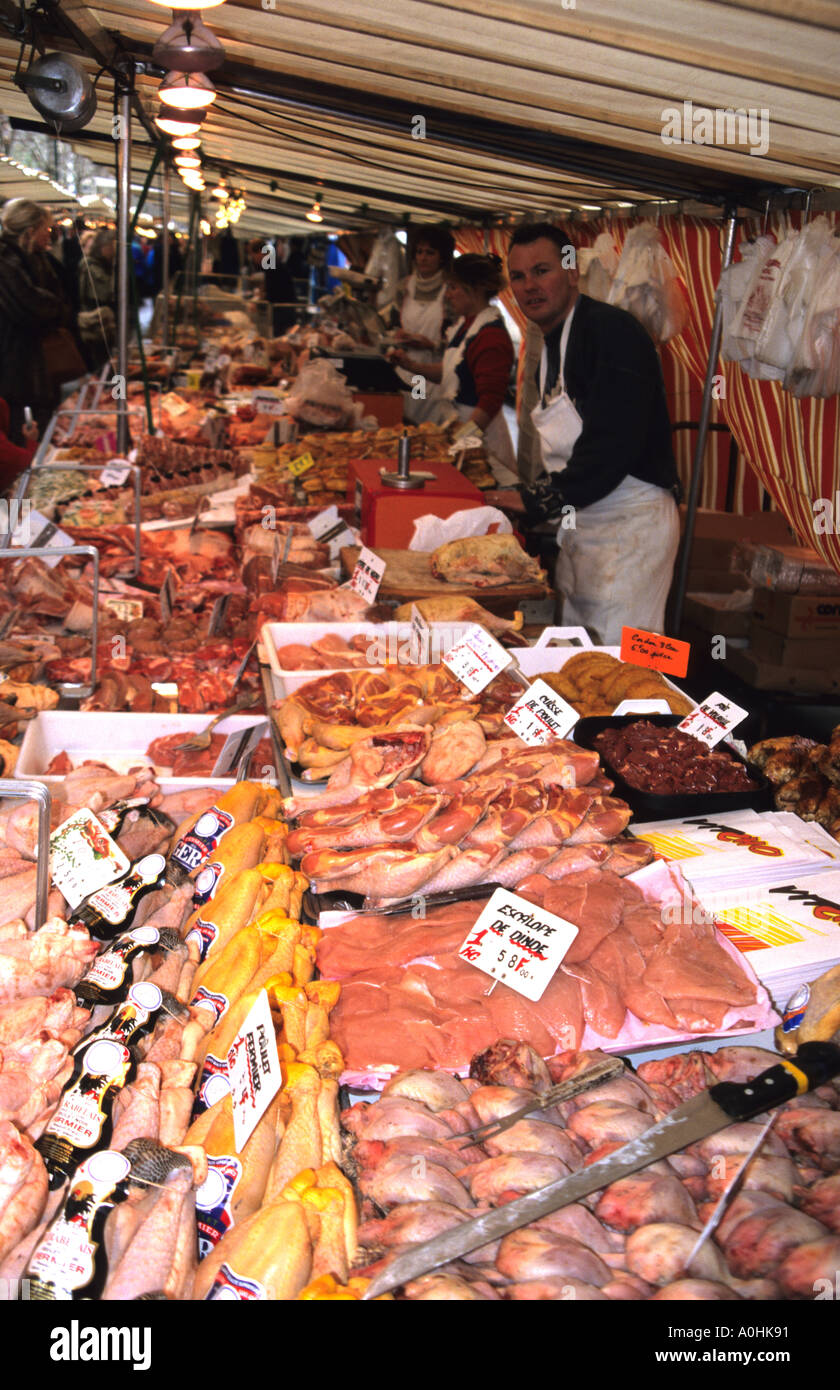France food market meat hi-res stock photography and images - Alamy