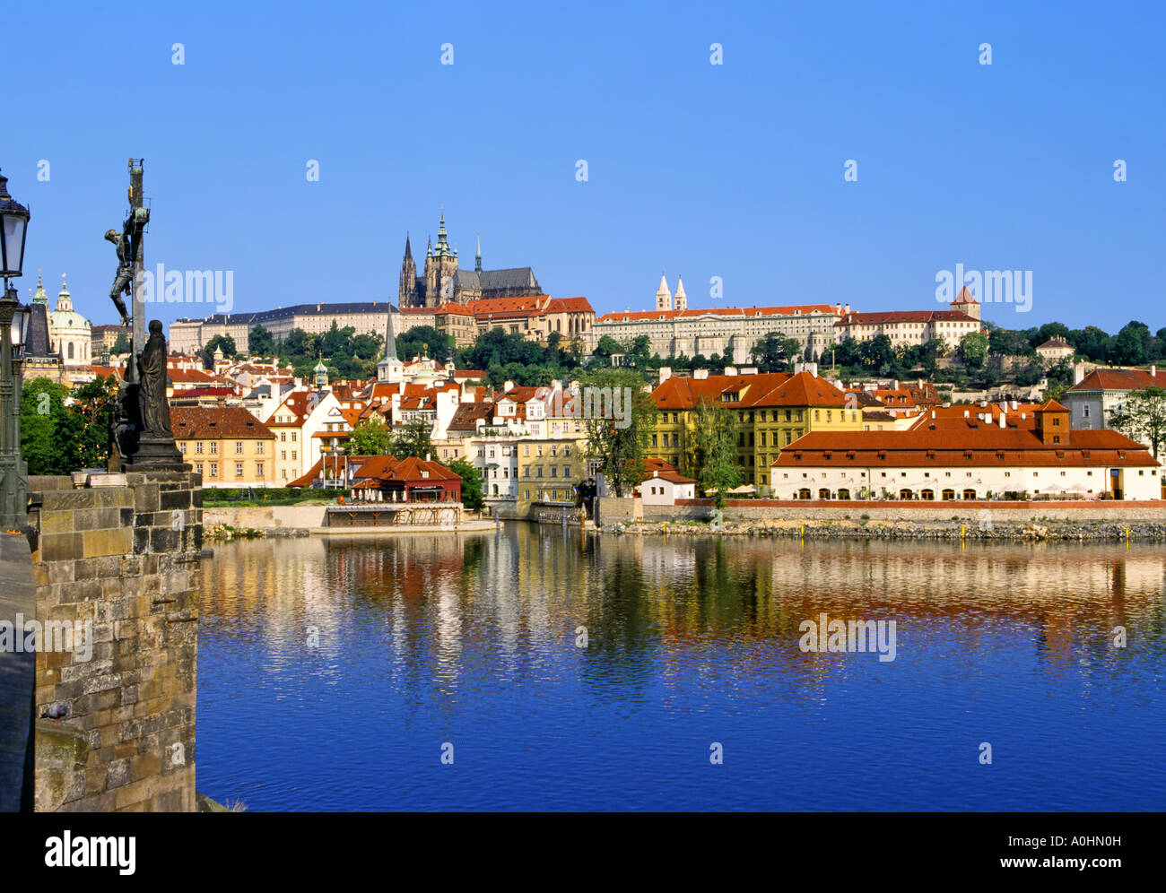 Prague Castle and Vltava River in Prague Czech Republic Stock Photo - Alamy